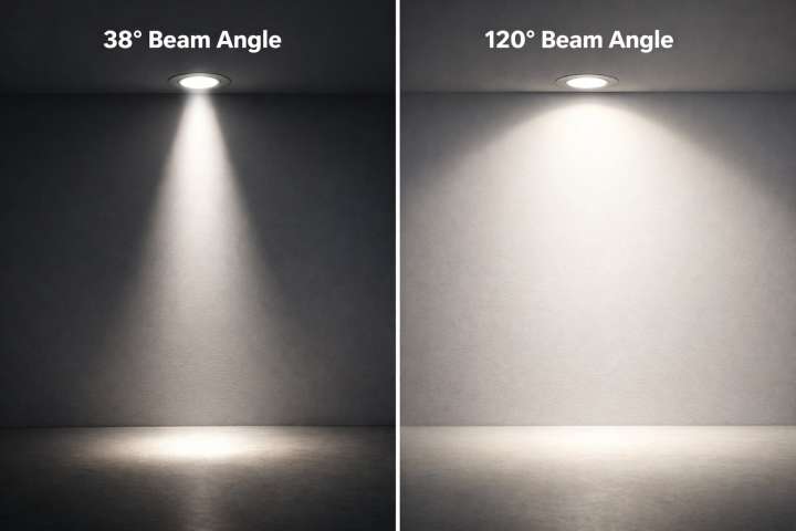 Downlight Beam Angle Explained (UK): 38° vs 120°